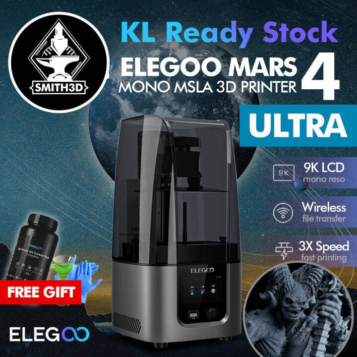 ELEGOO Mars 4 Ultra 9k 3D Printer with built-in WiFi connectivity and 4-point hassle-free ...