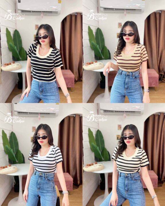 BW.warisara ️งานนี้ปังก์มาก เสื้อไหมพรมแขนสั้นคอกลม งานตีตลาดแตก งานตามหาของสาวกวงการแฟชั่น ทอ ...