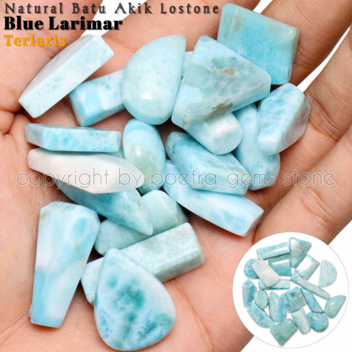 Natural Batu Akik Lostone Blue Larimar Liontin Kalung Batu Permata 003 ...