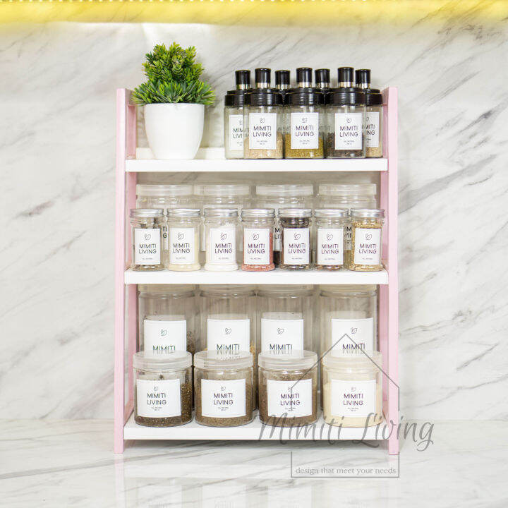 RAK JUMBO.. Rak bumbu dapur serbaguna 3 susun warna pink/ Rak kosmetik ...