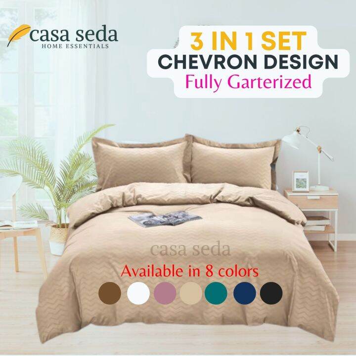Casa Seda - Fully Garterized Bedsheet 3 in 1 Set (Includes Fitted Bed ...