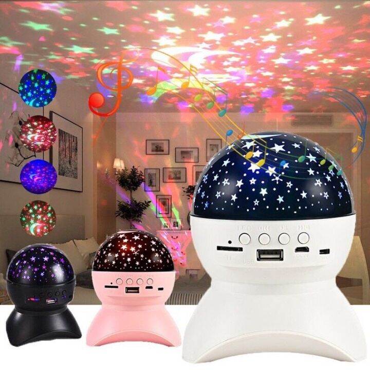 ไฟ LED ดาวหมุนได้ ไฟตกแต่งห้อง โคมไฟดาว รูปร่างทรงกลม สามารถฉายแสงรูป ...