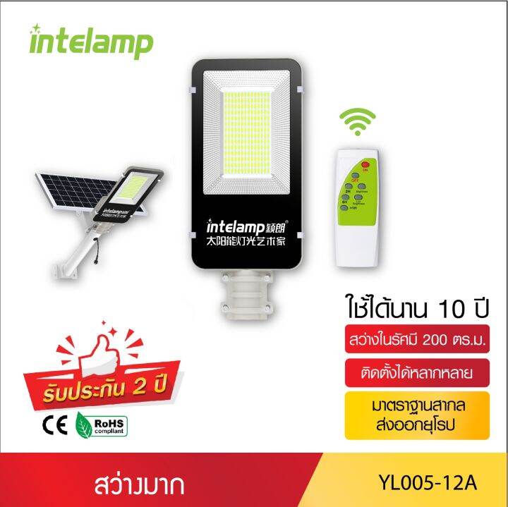 [วัตต์แท้] intelamp โคมไฟ ไฟโซล่าเซลล์ 20/30W ไฟถนน แบดอึด สว่างถึงเช้า หลอด LED ใช้พลังงานแสง ...