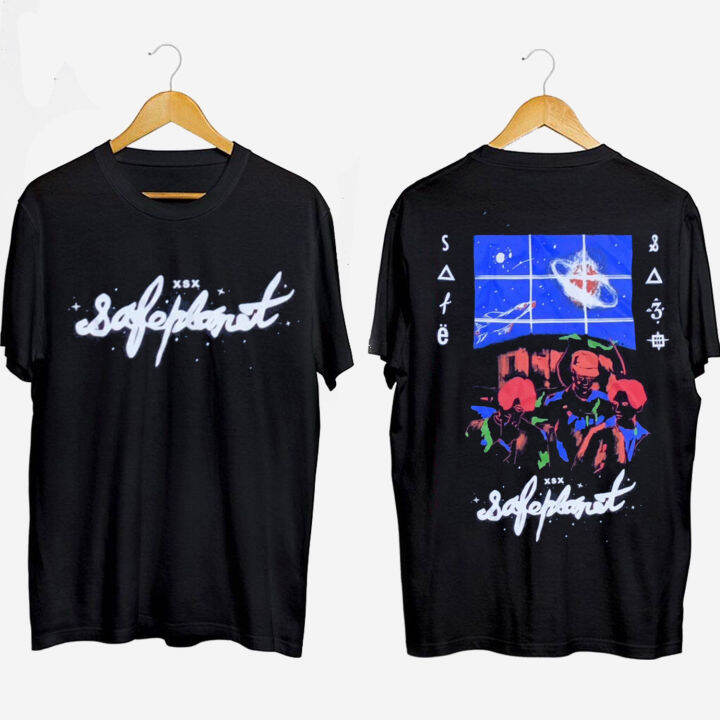 SAFEPLANET เซฟแพลนเน็ต เสื้อยืดวงร็อคพิมพ์ลายสองด้านสำหรับผู้ชายและผู้หญิง | Lazada.co.th