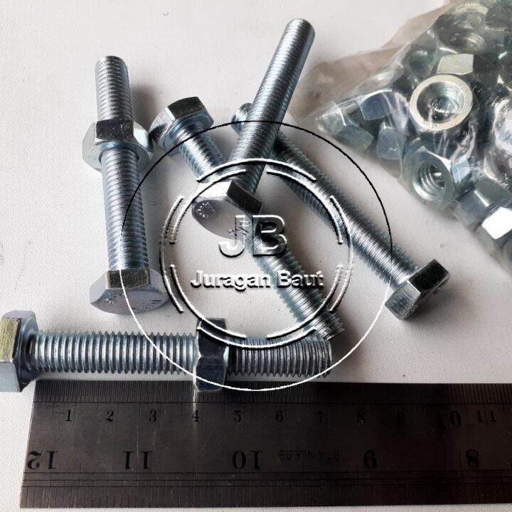 100 PCS BAUT MUR M10 X 70 PANJANG 7CM 7 CM KUNCI 17 70MM MM PUTIH BAUD BMP M10X70 DIAMETER DRAT ...