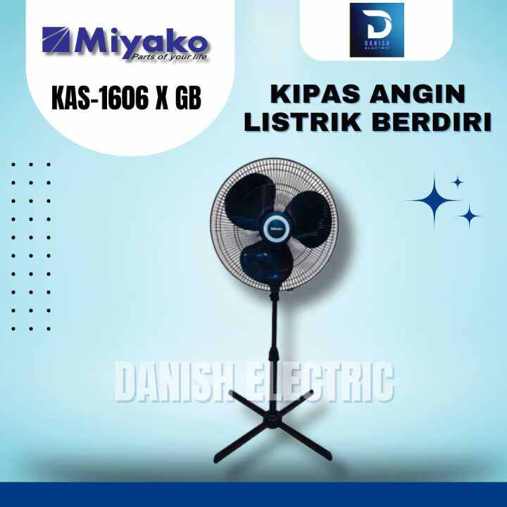 KIPAS ANGIN BERDIRI KIPASSTAND FAN MIYAKO KAS-1606 X GB STAND FAN 16 IN KAKI SILANG BESI ...
