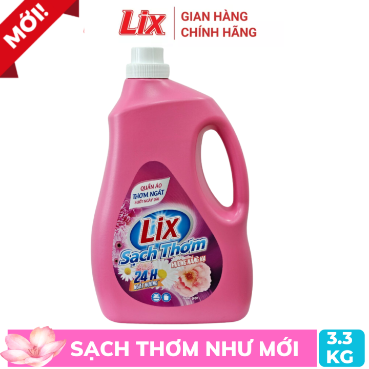 Nước giặt Lix sạch thơm hương nắng hạ chai 3.3kg làm sạch cực nhanh vết bẩn N7101 tăng gấp đôi ...