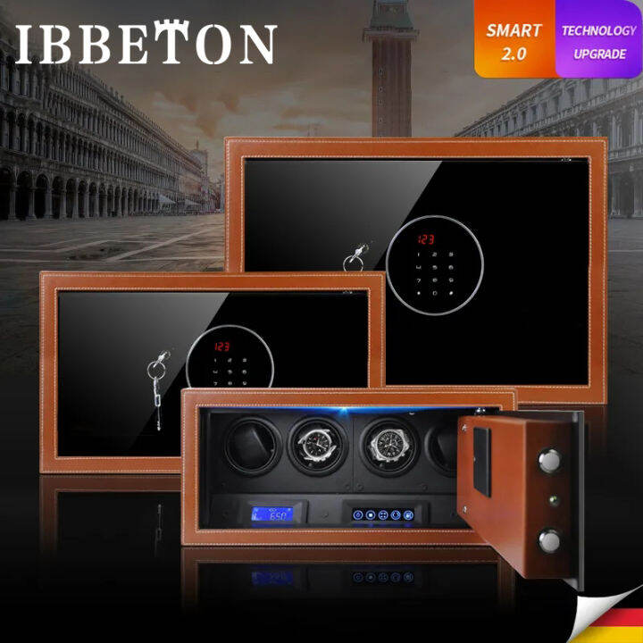 IBBETON Automatic Watch Winder Safe Box Carbon Fiber Double Watch ...