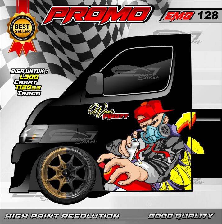 STIKER DECAL PINTU KIRI KANAN MOBIL PICK UP GRANMAX-STIKER MOTIF KECE ...