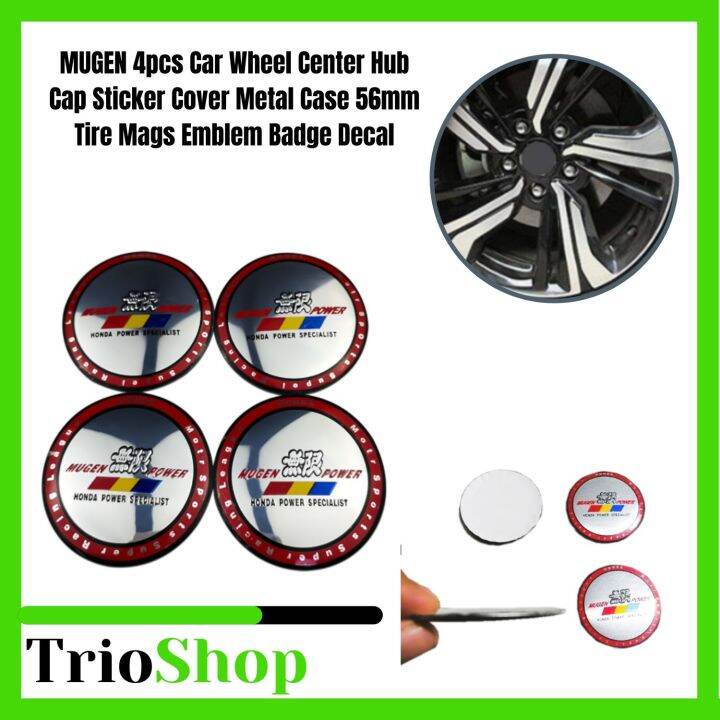 MUGEN 4pcs Car Wheel Center Hub Cap Sticker Cover Metal Case 56mm Tire ...