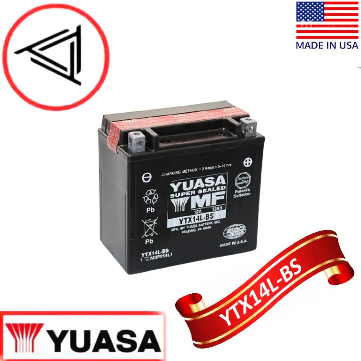 YUASA MOTORCYCLE BATTERY MADE IN USA - YTX14L-BS | Lazada PH