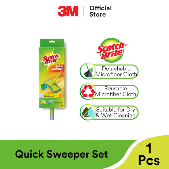 3M Scotch Brite Quick Sweeper Kit - Reusable Microfiber Cleaning Dust ...