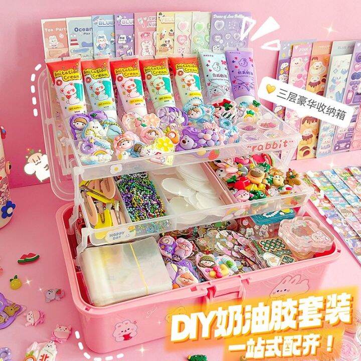 Diy แพคเกจทำวัสดุทำด้วยมือเด็กผู้หญิง PDD ชุดกาวแบบครีมสติกเกอร์ Gooka ...