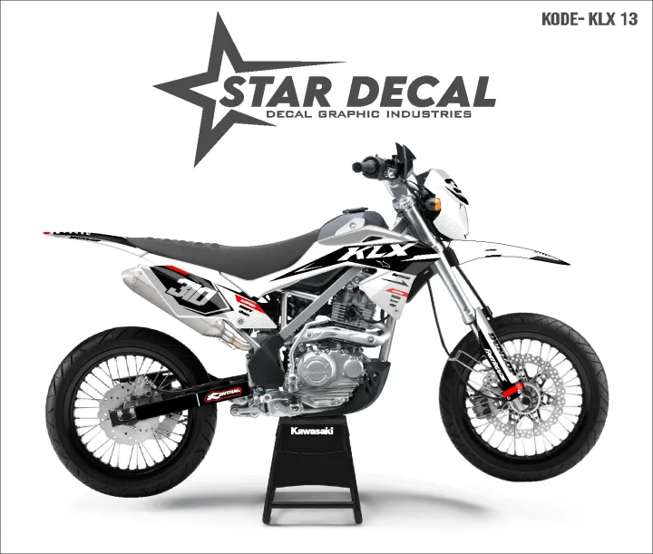 Sticker Decal KLX BF Full Body Hitam Putih Simple Motif Merah | Lazada ...