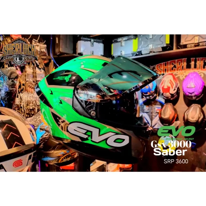 EVO GSX 3000 SABER Full Face Dual Visor Helmet with Free Clear Lens ...