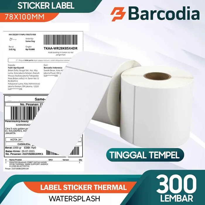 Kertas Label Thermal 78x100 isi 300 lembar - Label Stiker Alamat Online ...