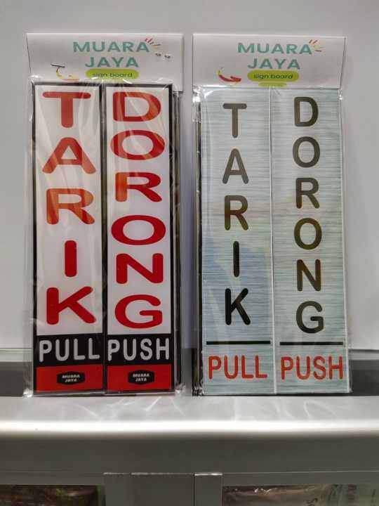 Papan Nama Acrylic Tulisan Tarik / Dorong Warna Putih dan Abu-Abu, Sign ...