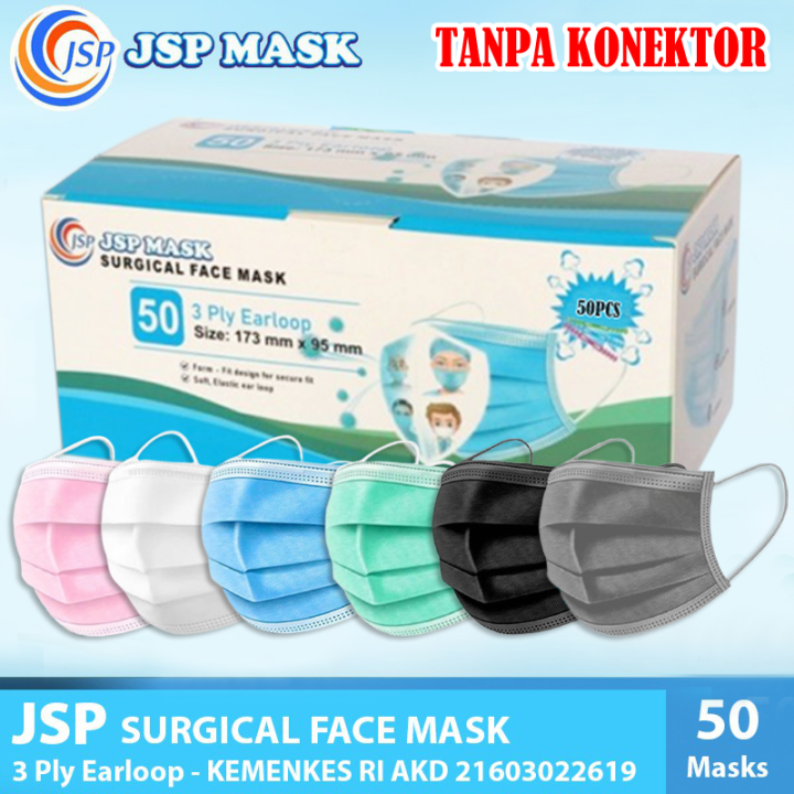 READY!!! Masker Medis Embos JSP 3Ply Earloop Isi 50pcs Tanpa Konektor Resmi Kemenkes Masker ...