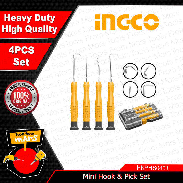 INGCO Mini Hook & Pick Set 4PCS/SET HKPHS0401 •TOOLS FROM MARS• IHT | Lazada PH