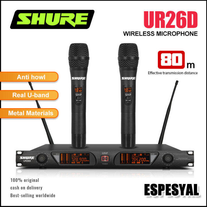 SHURE UR26D wireless microphone 1 drag 2 UHF frequency modulation 150M ...