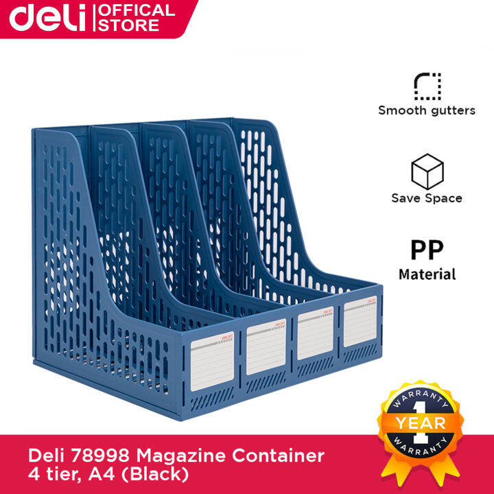 Deli A4 Magazine Container Storage Box 4 Tier 78998 | Lazada PH