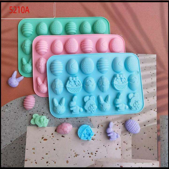 5210A งานทำมือ ของตกแต่งวันหยุด บ้านขนมหมวก แม่พิมพ์สบู่ 18ฟันผุ ไข่กระต่าย แม่พิมพ์ซิลิโคนอีสเต ...