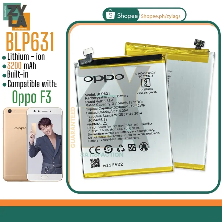 OPPO F3 BATTERY BLP631 (Original Equipment Manufacturer) | Lazada PH