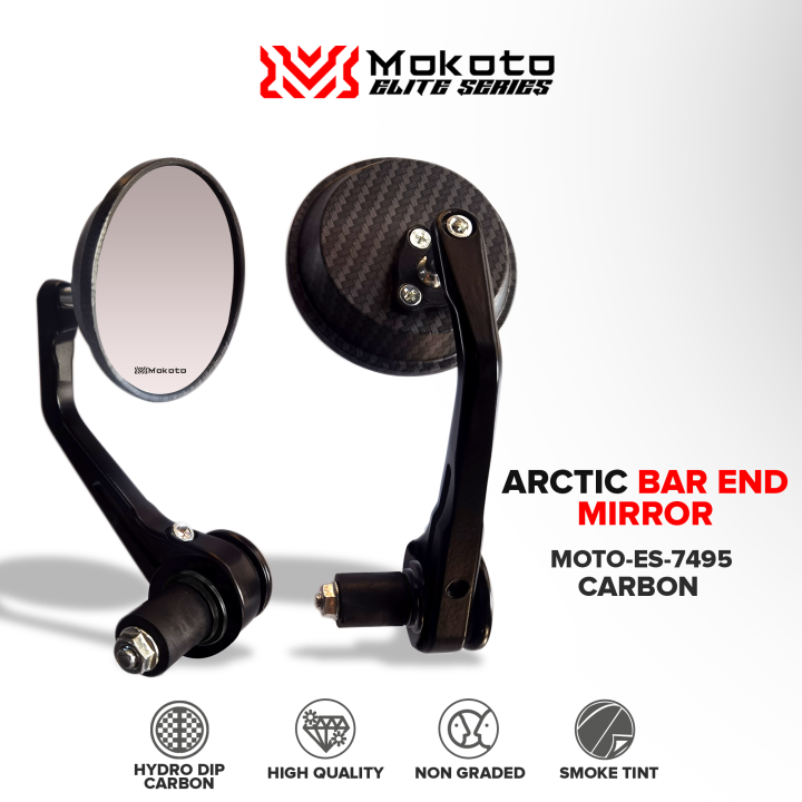 MOKOTO ELITE SERIES CNC ARCTIC CARBON BAR END SIDE MIRROR MOTO- ES-7495 ...