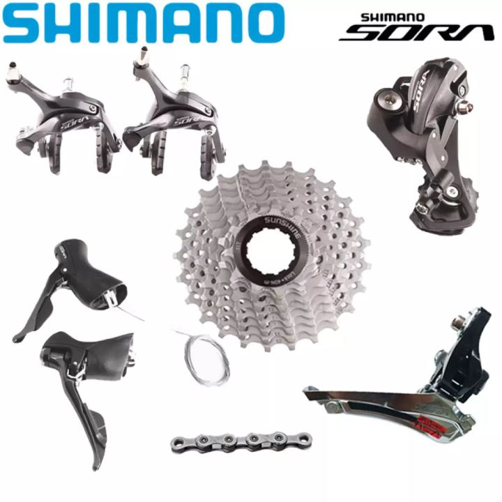 Shimano SORA R3000 Groupset 2x9 Speed Road Bike R3000 Shifter Front ...