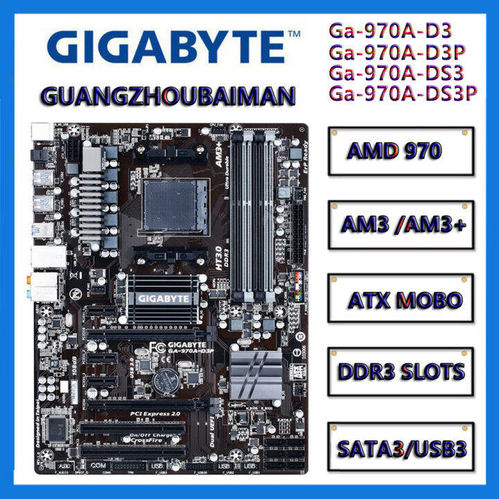 USED GIGA Ga-970A-D3 Ga-970A-D3P Ga-970A-DS3 Ga-970A-DS3P / AMD AM3 AM3 ...