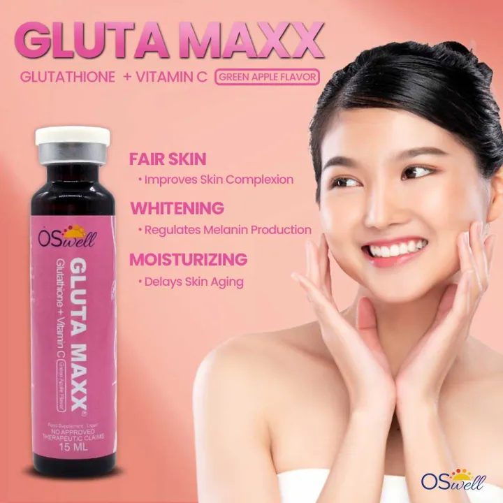 OSwell Gluta Maxx Vials Glutathione+ Vitamin C Green Apple Flavor (15ml ...