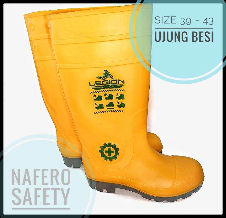 SEPATU PROYEK SAFETY STEEL TOE LEGION UJUNG BESI KARET ANTI AIR PVC ...