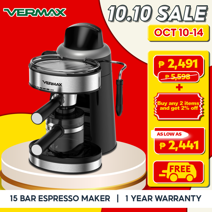 Vermax 2 in 1 Automatic Espresso Coffee Maker Machine with Milk Frother ...