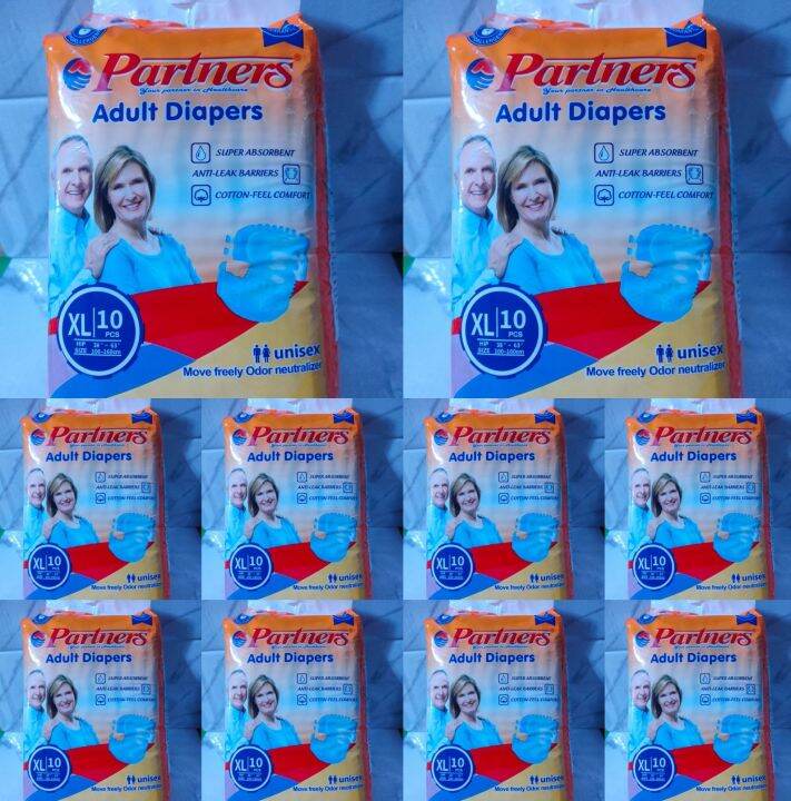 Partners Adult Diapers Tape XL 10packs {10Pcs Per Packs} | Lazada PH