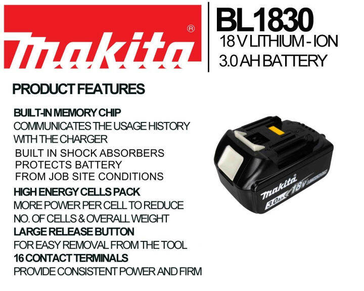 Makita BL1830B 18V 3.0Ah Lithium-Ion Battery (LXT Series) BRAND NEW, GENUINE WITHOUT BOX, MONEY ...