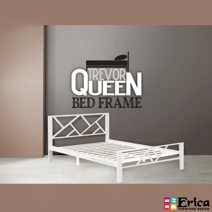 [FREE SHIPPING] Trevor Queen Bed/ White Colour/ Metal Leg/ Katil Besi/ Katil Queen Murah/ Katil ...