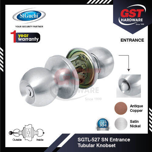 St Guchi SGTL-527 Tubular Knobset (Entrance) Door Handle Lock Set St ...