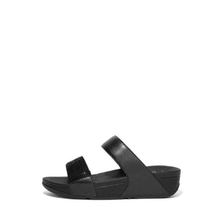 FITFLOP LULU CRYSTAL EMBELLISHED WOMEN'S SLIDES- All Black | Lazada PH