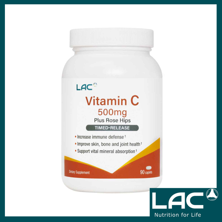 LAC Vitamin C 500mg Plus Rose Hips Timed-Release 90CP (best by ...