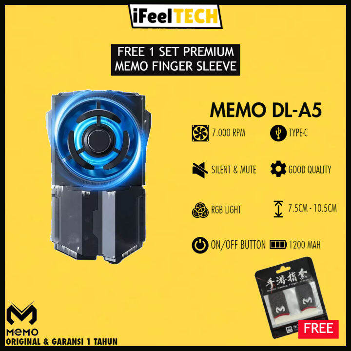 iFeelTech - MEMO DLA5 Wireless Phone Cooling Fan With 1200mAh Battery ...