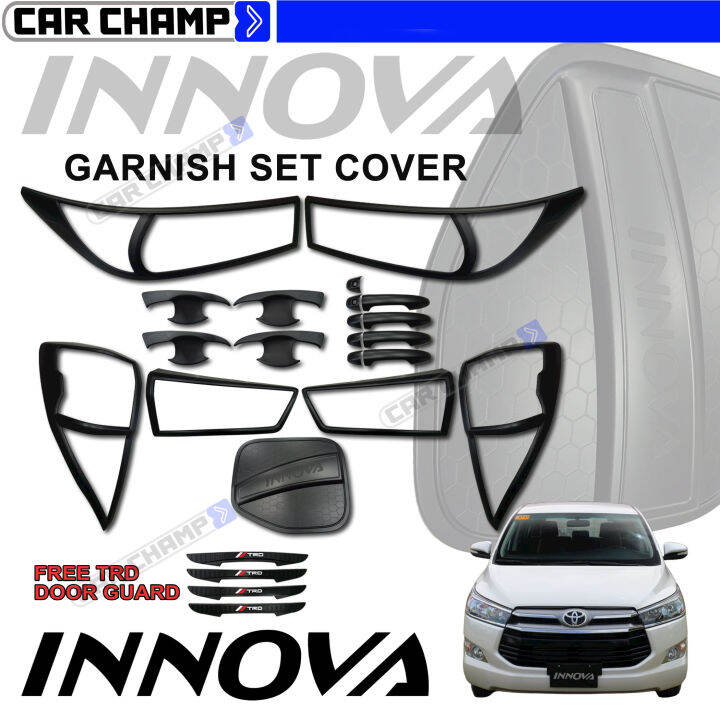 Toyota Innova E 2016 to 2023 Combo Set Garnish Combo Matte Black V2 ...
