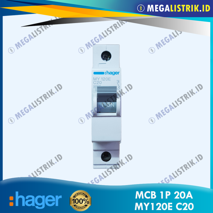 HAGER MCB 1P 20A / MINIATURE CIRCUIT BREAKER 1 PHASE 20 AMPERE / PEMUTUS ARUS LISTRIK 20 A 4.5KA ...
