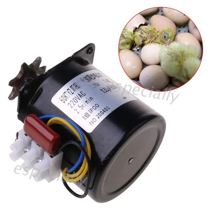220V AC Eggs Turner Motor Incubator Engine Reversible Geared Components ...
