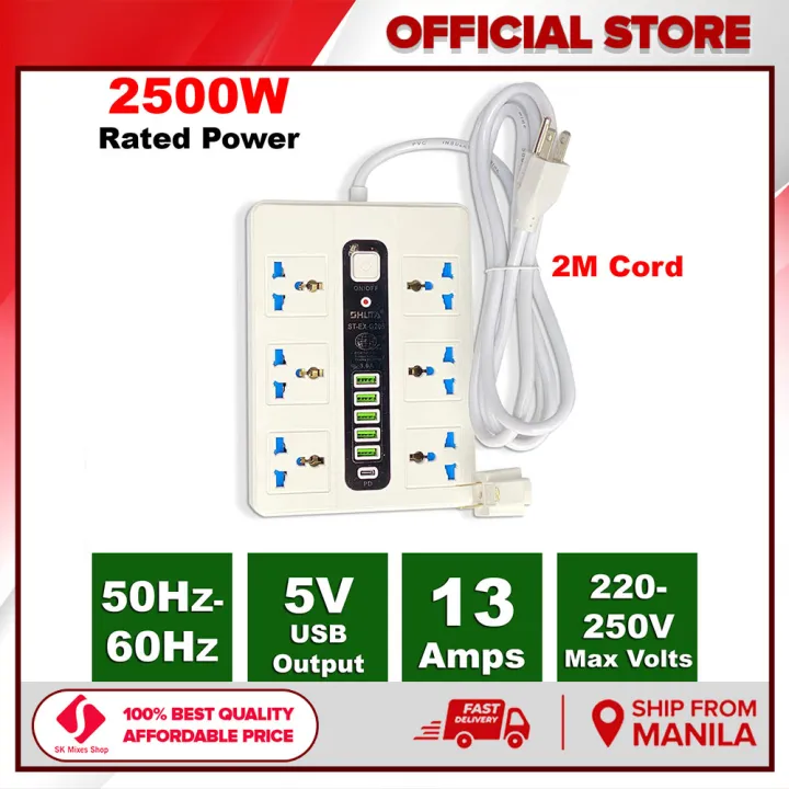 2-4M Socket Extension Outlet 3 USB Ports, Extension Cord, Overload ...