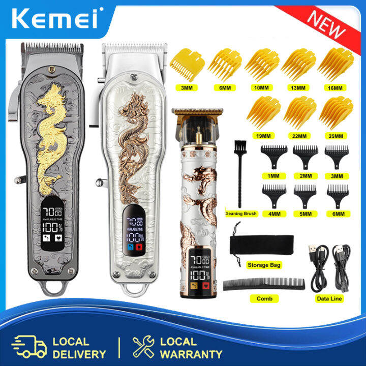 HIENA White Set Dragon Professional Hair Clipper Cordless Hair Trimmer ...