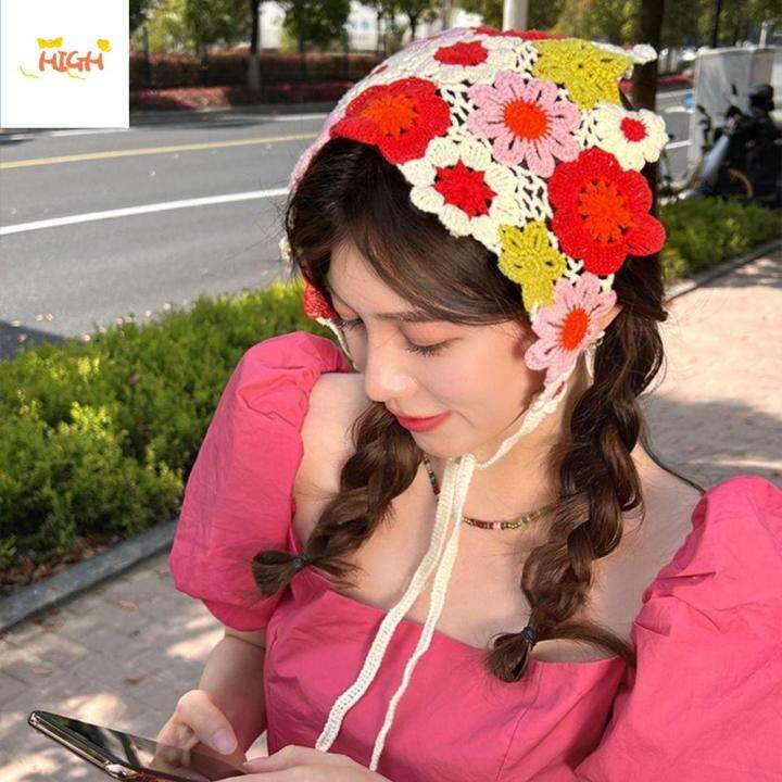 WPOT ผ้าคาดผมสามเหลี่ยม กลวงออก ชุดคลุมศีรษะชายหาด จิตรกรรมท้องทุ่ง ...