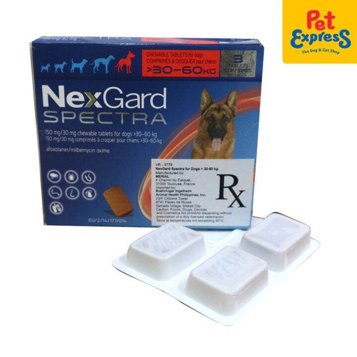 NexGard Spectra Chewable Tablet for Extra Large Breed Dogs >30-60kg (3 ...