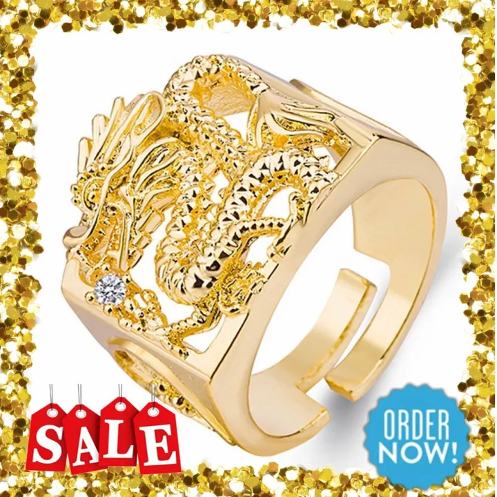 BMJ 24K Gold Plated Adjustable Dragon Rings Fashion imitation gold ...