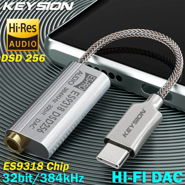 KEYSION ES9318 DSD256 HIFI DAC Earphone Amplifier USB Type C to 3.5mm ...
