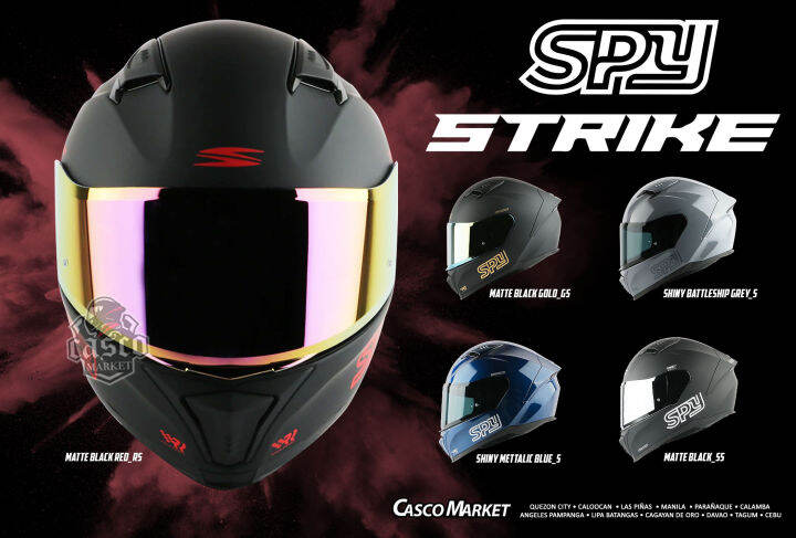 SPYDER STRIKE SPY SERIES PLAIN FULL FACE SINGLE VISOR MOTORCYCLE HELMET ...